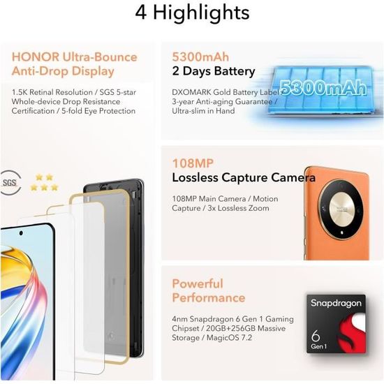 HONOR MAGIC 6 LITE 5G Smartphone,6.78 inches AMOLED 108MP Main Camera Snapdragon 6 Gen 1 Android ...