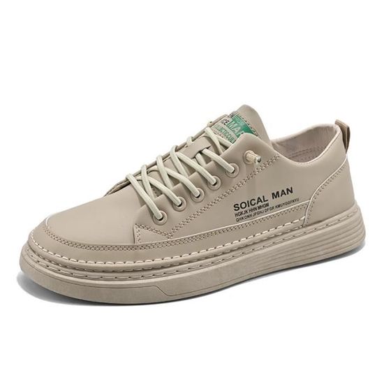 Sneakers Homme Baskets Plat Lacets Kaki Rétro INSFITY - Printemps ...