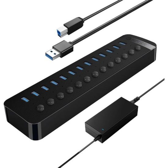 Hub Usb 3.0 Alimenté Secteur 13-Port Hub Usb Avec Commutateurs ...