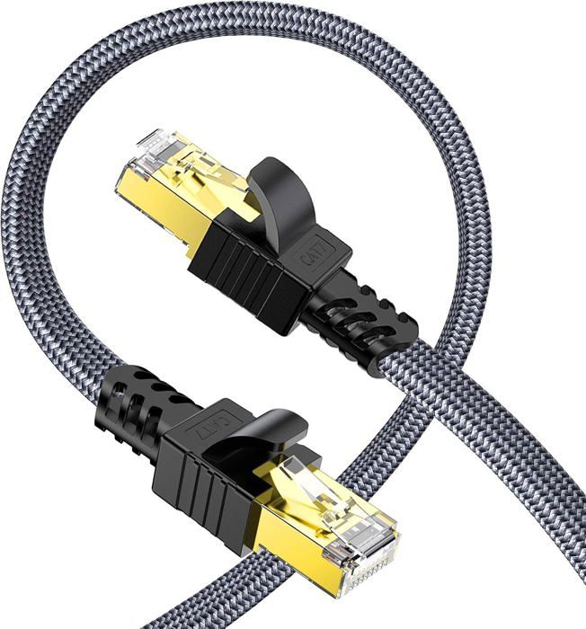 Cat7 Câble Ethernet 2m, Haute Vitesse Réseau 10Gbit/s 600MHz Plat ...