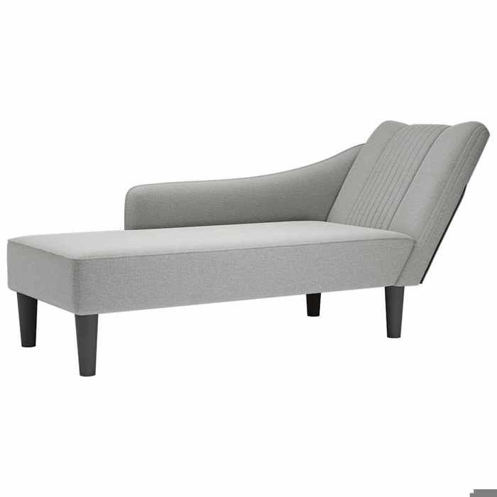 Meridienne salon-Fauteuil long - avec accoudoir droit gris nuage tissu ...