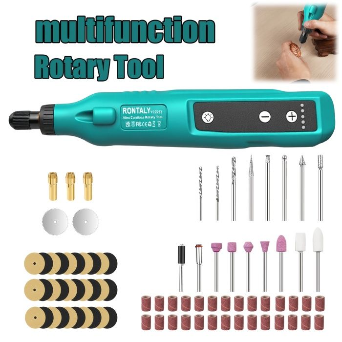 Cordless Rotary Tool Kit, 5-Speed 30000RPM Max, LED Work Light, Power ...
