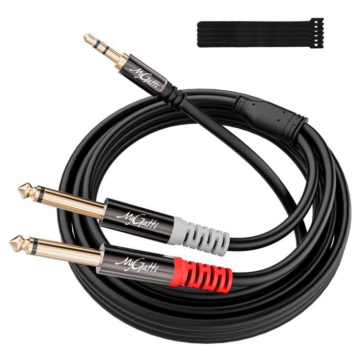 5m Câble audio jack 3,5mm vers 2x6,35mm, TRS Mâle vers TS Mâle Mono Y ...