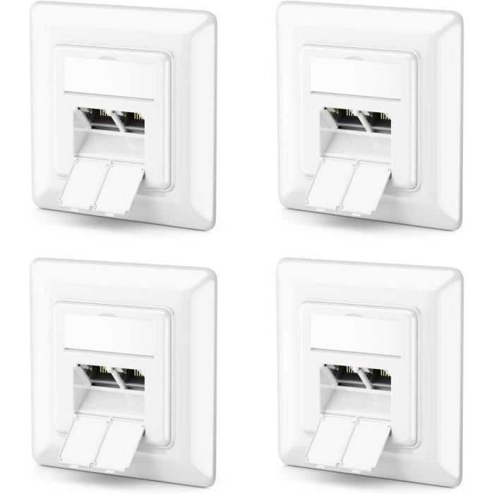 4x Boîtier de Réseau 2x Prise RJ45 Blindé Encastré Ethernet 10 Gbit ...