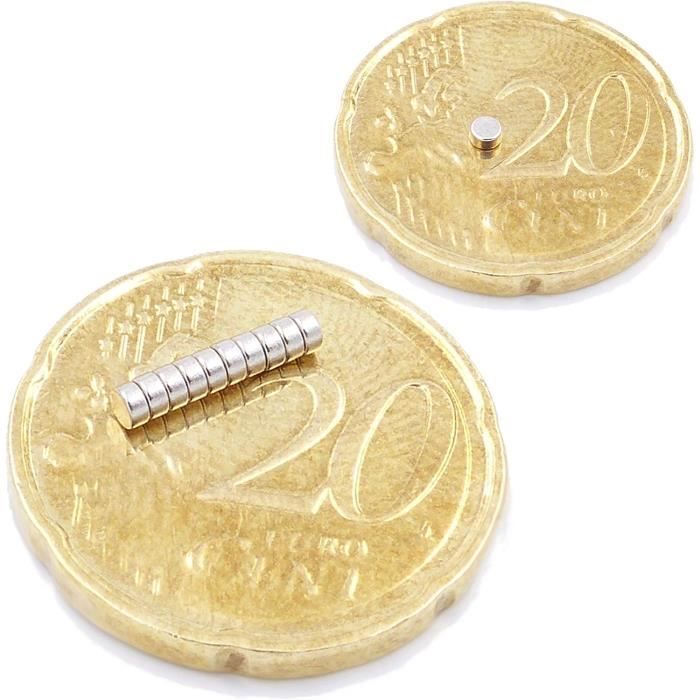 45 Mini Aimants Disques 2x1mm | N52 Niveau Le Plus Forte - Aimants en ...