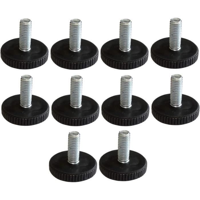 : Pieds vérin de meuble réglable ajustable noir M8 à visser Ø32 H28mm ...