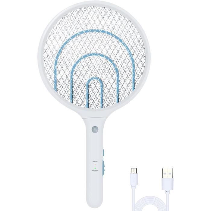 Raquette Anti Moustiques Électrique, 3000V Tapette à Mouche Rechargeable USB Tueur du Moustique ...