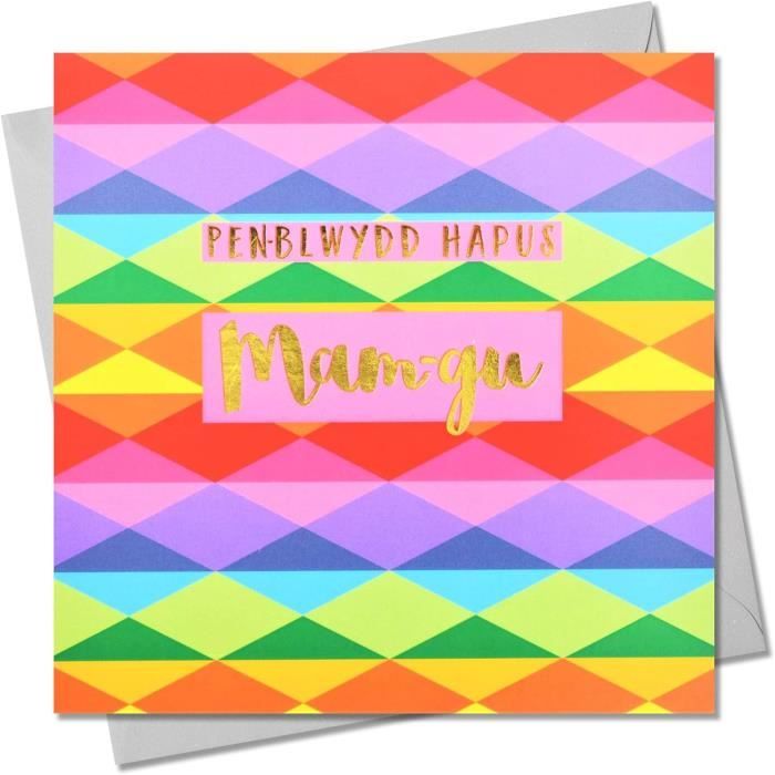 Carte D'Anniversaire Galloise Pour Grand-Mère, Diamants Colorés, Carte ...