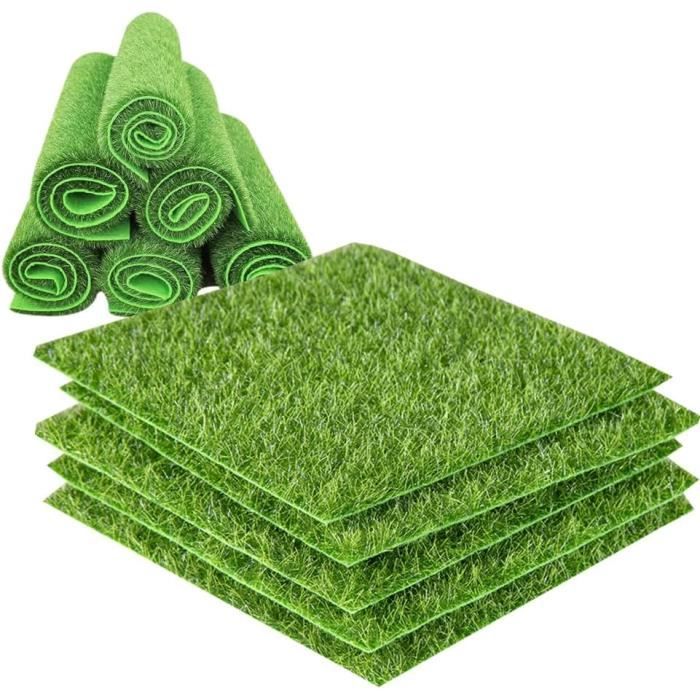 10 Pcs Tapis De Gazon Artificiel, Artificiel Synthétique Pelouse Tapis De Pelouse Verte ...