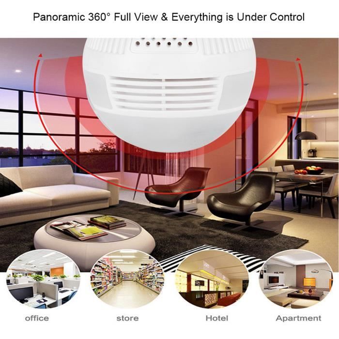 MSA Téléphone Wifi Contrôle Ampoule Caméra 360 ° Full Vision Infrarouge ...