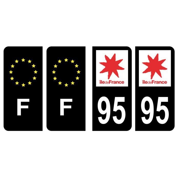 Lot 4 Autocollants plaque immatriculation voiture département 95 Val-D ...