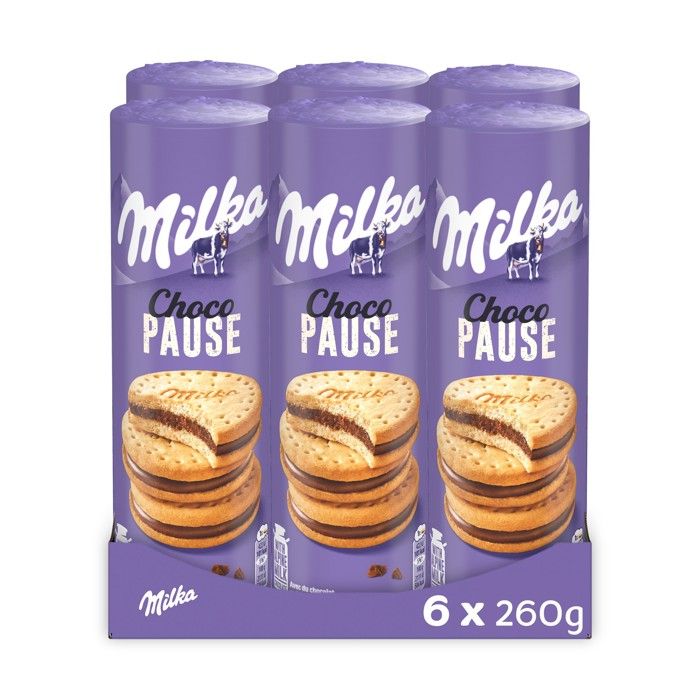 Milka - 6 paquets de Choco Pause - Biscuits fourrés au chocolat au lait ...