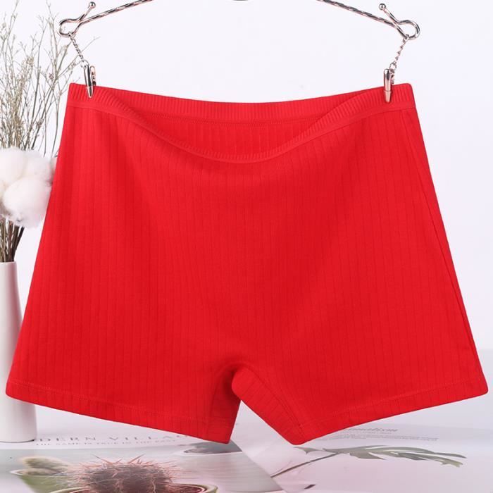 Culotte-slip Boxer Taille Haute en Coton pour Femme avec Fil de 100kg - Rouge Blanc - Cdiscount ...