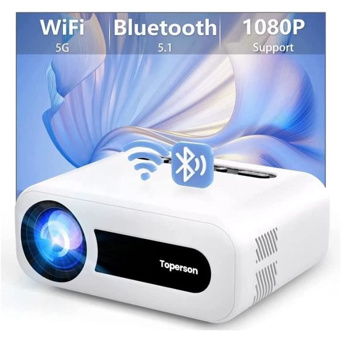 Projecteur 5g WiFi Bluetooth, videoprojecteur 7500 Lumens, Mini projecteur Portable, projecteur ...