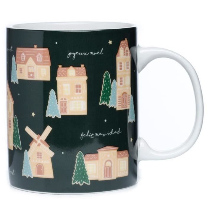 Mug porcelaine Maisons en Pain d'Epice pour Noèl Puckator - noir/beige - 300 ml - Cdiscount Maison