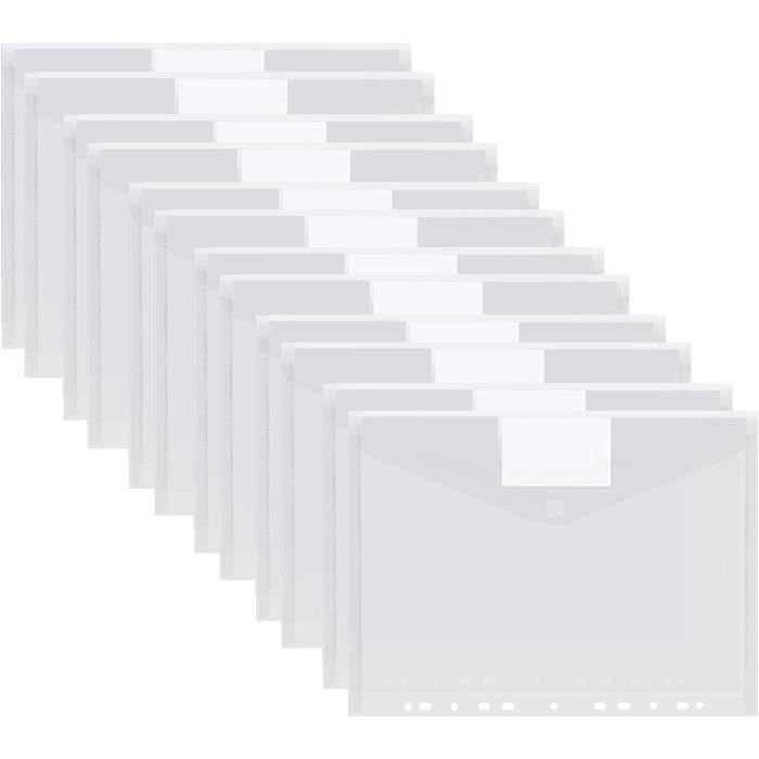 12 Pochettes Perforées à Velcro A4,Nordun Porte-Document pochettes pour ...