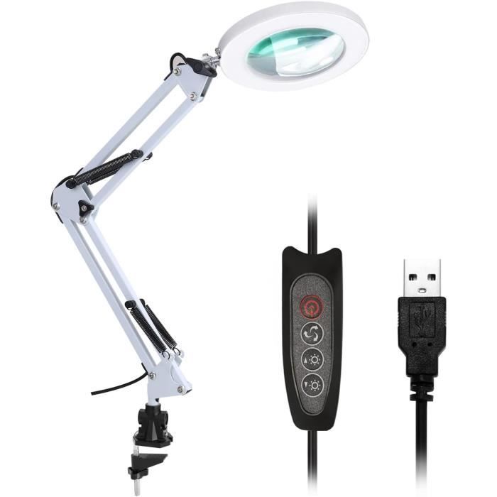 Kavolet Lampe de Bureau en loupe, Loupe LED lumière, 5X loupe Lampe de Bureau, Lampe de Lecture ...