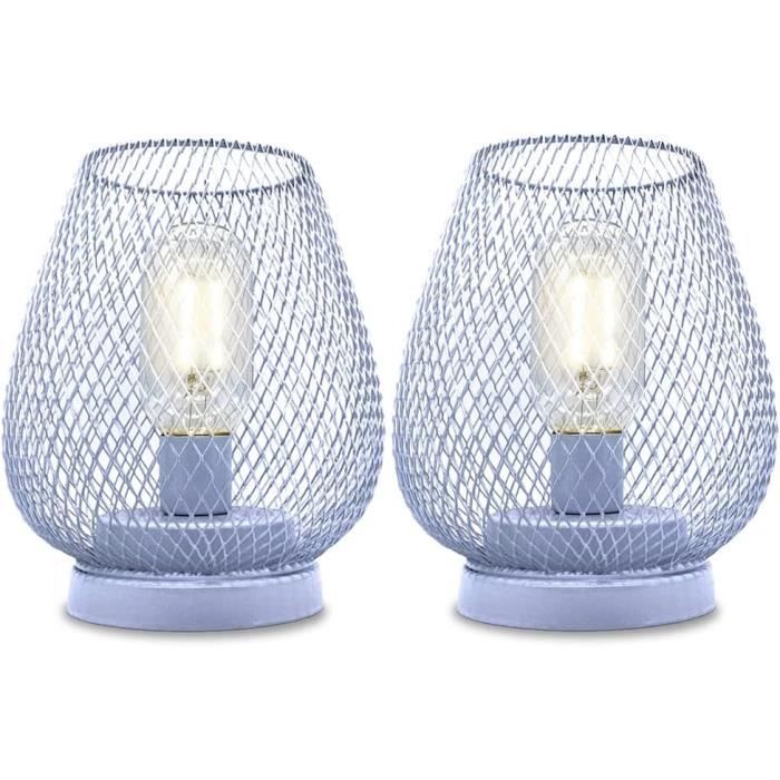 Lampe De Chevet En Forme De Cage Pile En Métal Table Lampes Sans Fil ...