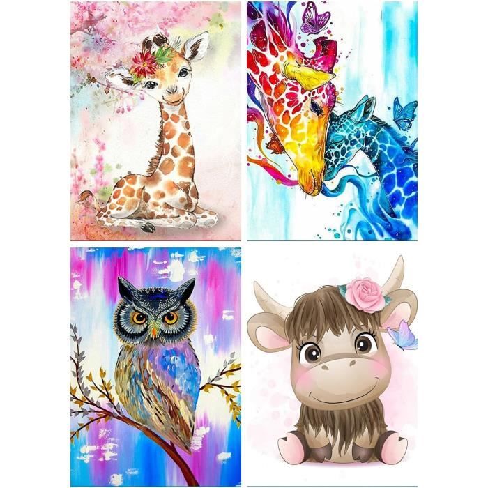Diamond Painting Lot De 4 Animaux 30X40 Cm Peinture Diamant Chouette ...