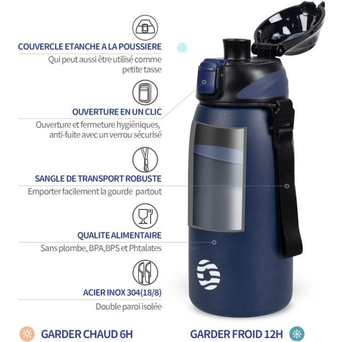 FJbottle Gourde Isotherme 1000ml, Bleu - Cdiscount Sport