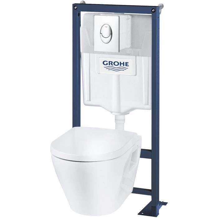 WC encastré GROHE - Céramique - Réservoir 9L - Abattant frein de chute ...