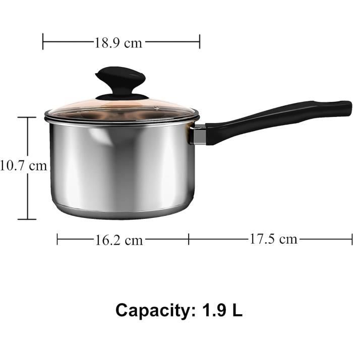 Casserole Induction Avec Bec Verseur 18 Cm, Casserole Inox 2 Litre ...