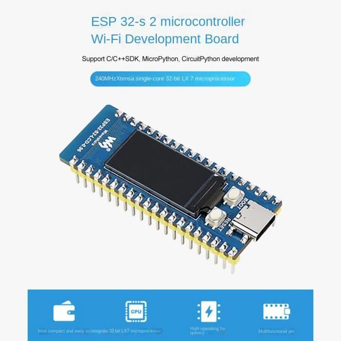 Waveshare Carte D'Extension ESP32-S2-Pico-LCD Module D'Affichage 0,96 Pouces Carte de ...