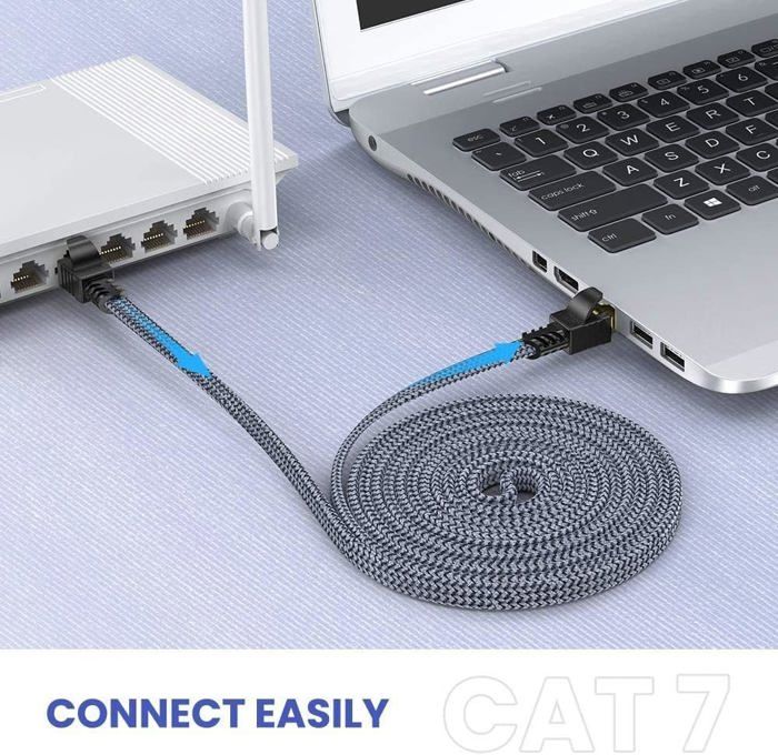 8M Câble Ethernet CAT7, External & Internal LAN Cable 10Gbit/s 600MHz ...
