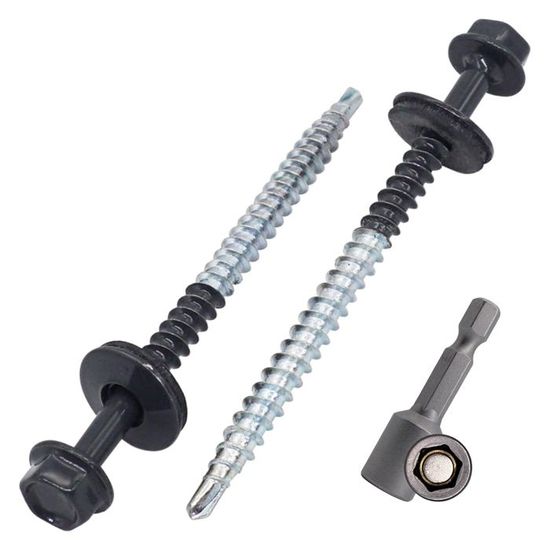 (200 pièces) Vis Toiture Peintes 4,8 x 70 mm, Tête Hexagonale, Vis ...