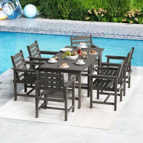 GOOBUY Set de Meuble de Jardin 8 Pièces, Set de Balcon en HDPE ...