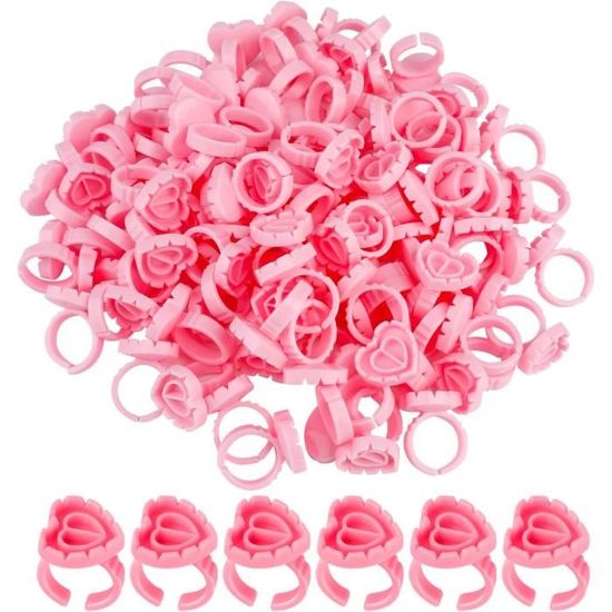 100 Pcs Colle Bagues Pour Cils Extensions,Forme De Coeur Anneaux De ...