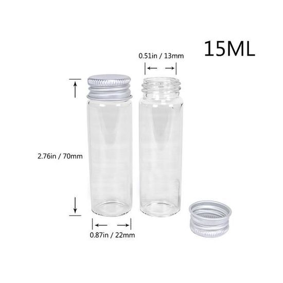 POT A EPICES,15ml(22x70mm)--Bouteilles en verre de 5ml-6ml-8ml-10ml-12ml-15ml-20ml-25ml-30ml ...