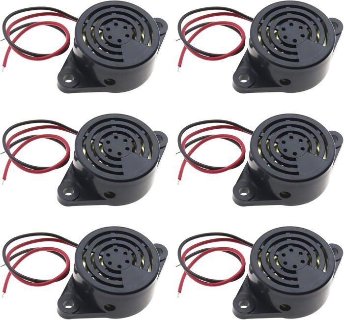 6X 3-24V 12V Buzzer Électronique Actif Bip Alarme Son Continu Piezo Haut-Parleur 95dB Noir SFM ...