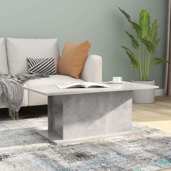 Gxuke-Tk Table basse Gris béton 102x55,5x40 cm Aggloméré 84530 ...
