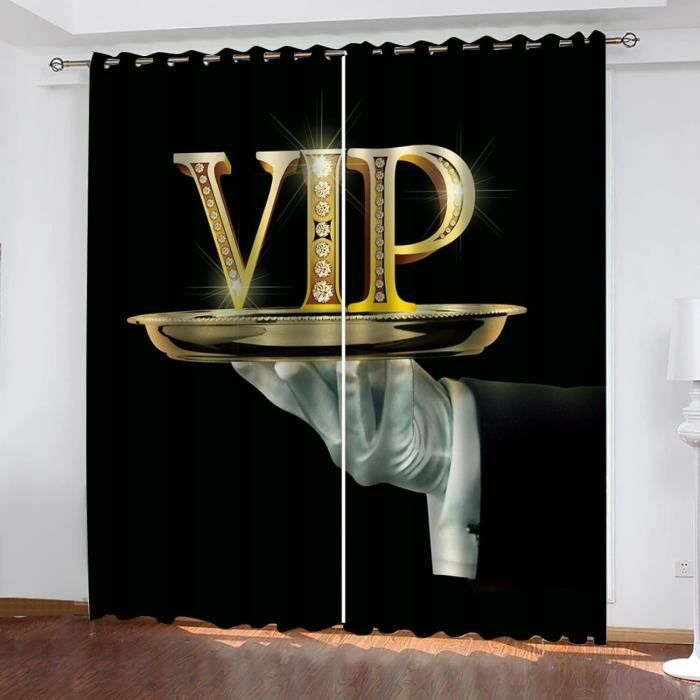 3D Motif Vip Doré Motif Rideau Occultant Thermiques, Lot De 2 Rideaux À ...