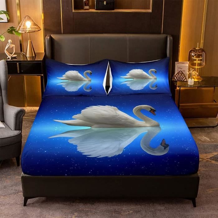 VKDF-33Parure de lit en forme de cygne blanc et de Rose rouge ensemble ...