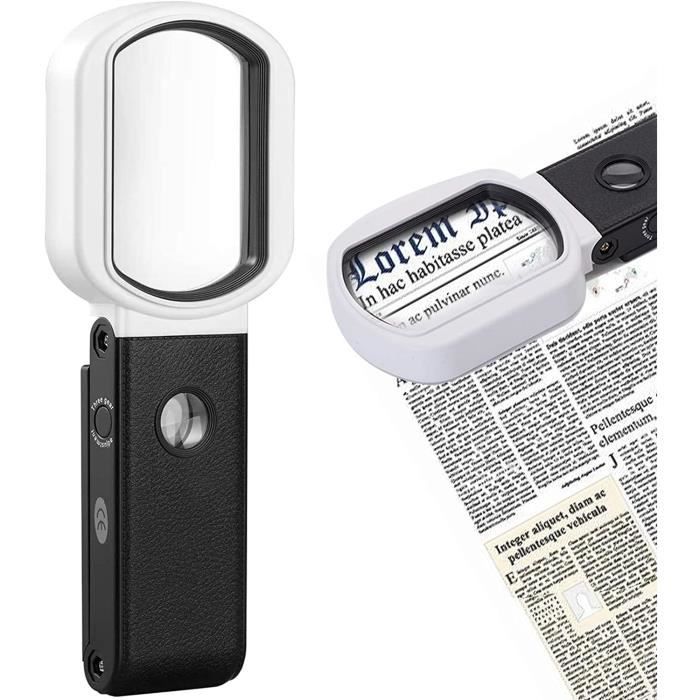 Loupe avec lumière 10 x 25 x - loupe à main avec 2 uv 7 led - loupe de lecture debout avec ...