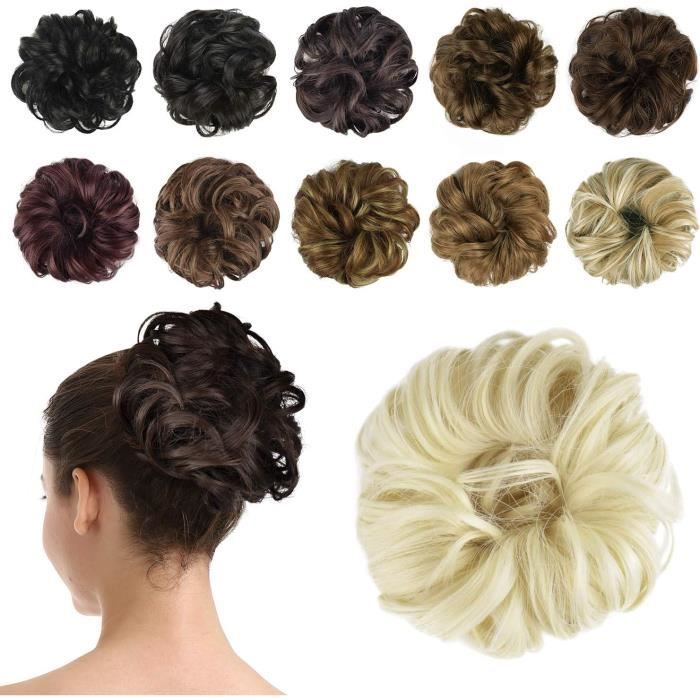 Postiche Chignon Cheveux Naturel Chignon Effet Decoiffe Méchés Bouclé ...