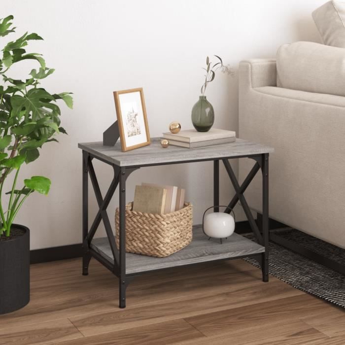 ETO- Table d'appoint Sonoma gris 55x38x45 cm Bois d'ingénierie ...