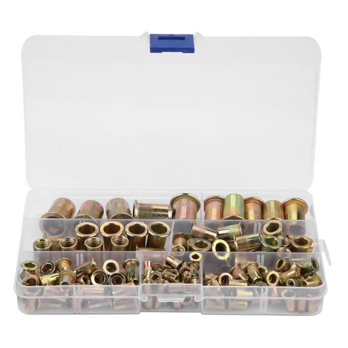 MAG 150pcs fileté écrou rivet en acier au carbone galvanisé tête plate ...