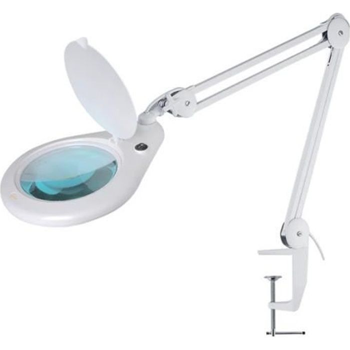 Lampe loupe à LED avec pince, lampes de loupe éclairées à 5 dioptries ...