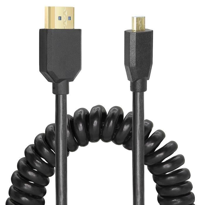 Micro HDMI to HDMI Cable Coiled 8K HDMI 2.1 Telescopic Cable High Speed ...