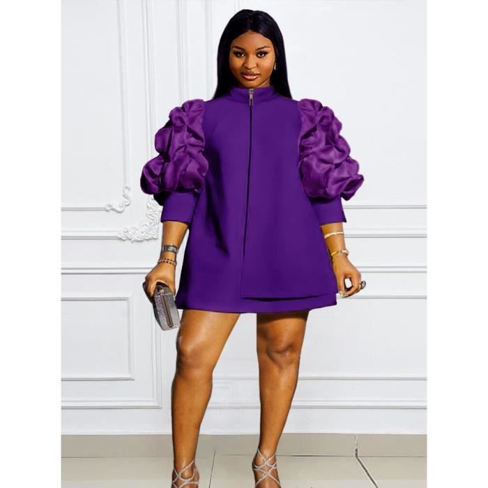 Robe Mini à col rond et manches amples pour femme,tenue de soirée ...