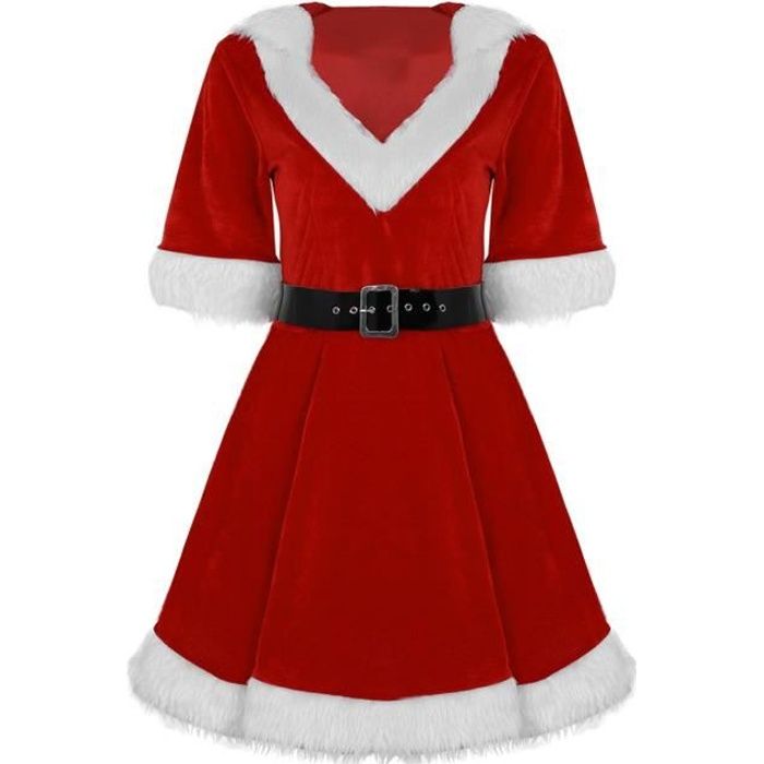 Yizyif Robe Mère Noël Femme Déguisement Noël Robe à Capuchon Velours