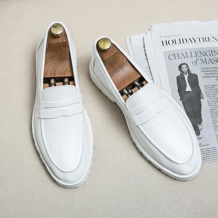 Chaussure Homme Mocassin de ville en cuir Blanc Blanc - Cdiscount ...