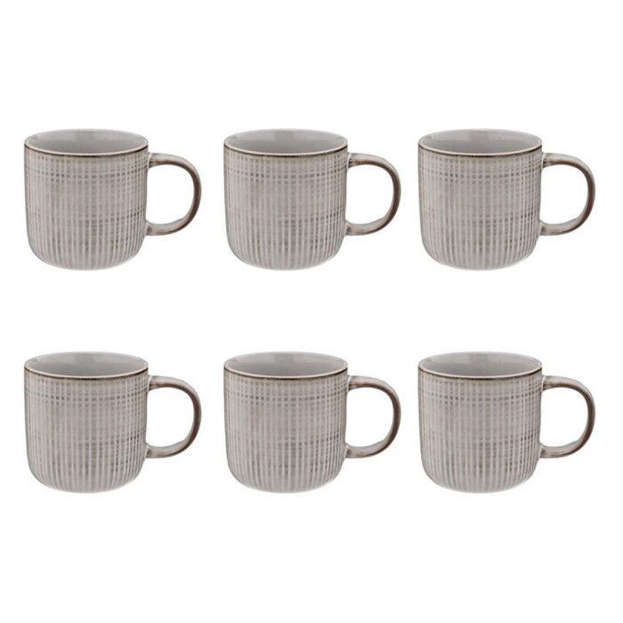 Lot de 6 Mugs en Faïence "Sarah" 35cl Gris - Cdiscount Maison