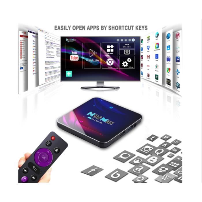 H96 Max V11 4 Go + 64 Go decodeur Android 11 Wifi, 4K, Youtube -A1 RK3318 Quad-Core 64 bits ...