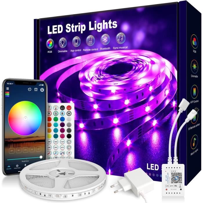 Ruban Led 5M, Led Chambre Multicolore Bande Led, Bandeau Led Avec Télécommande, L'Application ...