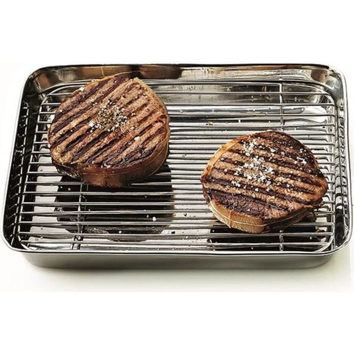 Plat en inox avec grille - 24 x 19 x 3 cm - Cdiscount Maison