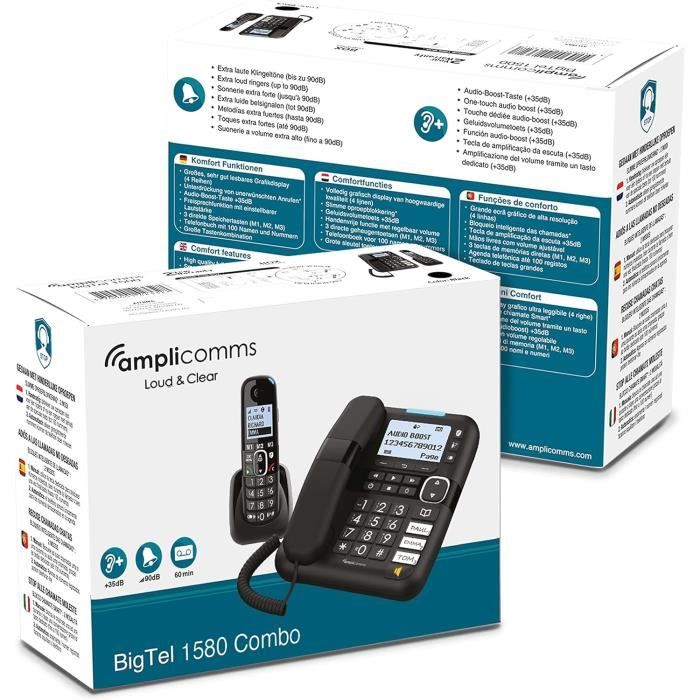 Ehskzjh Bigtel 1580 Combo, Téléphone Filaire À Grosses Touches Avec ...